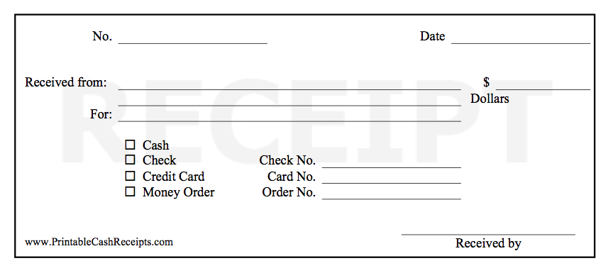Printable Cash Receipts