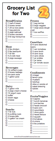 Free Printable Grocery Lists and Menu Planners